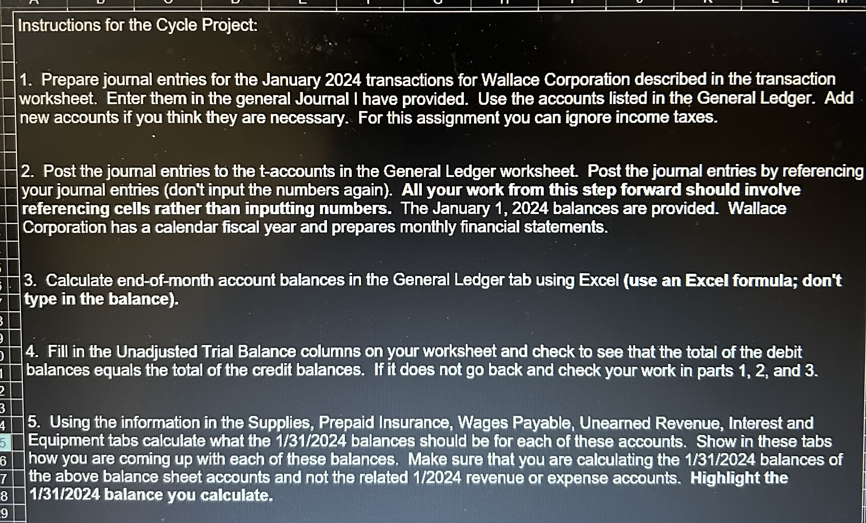 Instructions for the Cycle Project:Prepare journal | Chegg.com