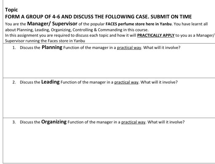 Topic FORM A GROUP OF 4-6 AND DISCUSS THE FOLLOWING | Chegg.com