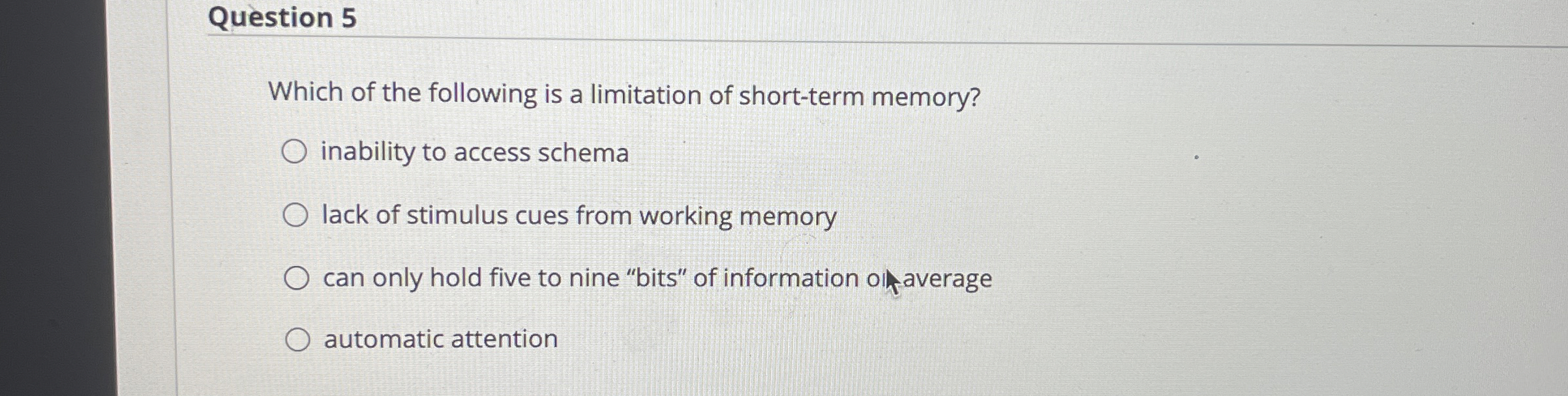 Solved Question 5Which of the following is a limitation of | Chegg.com