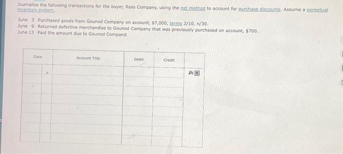 Solved Journalize the following transactions for the buyer, | Chegg.com