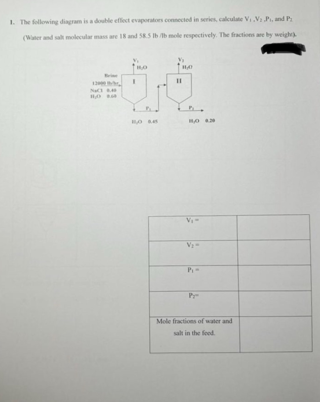 Solved The following diagram is a double effect evaporators | Chegg.com