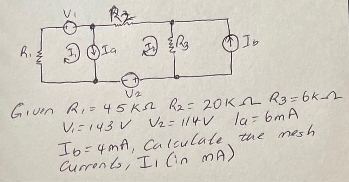 Solved Given Us=5∪1 s=3mHR1=9 KΩ R2=8kΩ, Cakculate the mesh | Chegg.com
