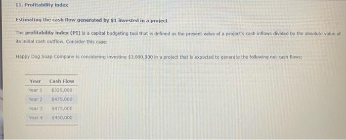 Solved Estimating the cash flow generated by $1 invested in | Chegg.com