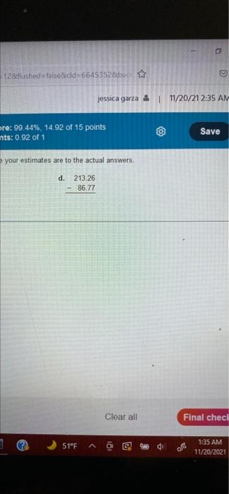Solved estimate the difference by front-end estimation? I | Chegg.com