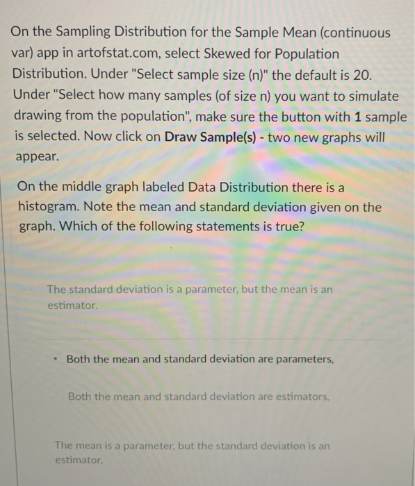 Solved On The Sampling Distribution For The Sample Mean 2540