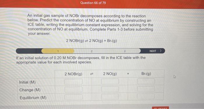 Solved An initial gas sample of NOBr decomposes according to | Chegg.com