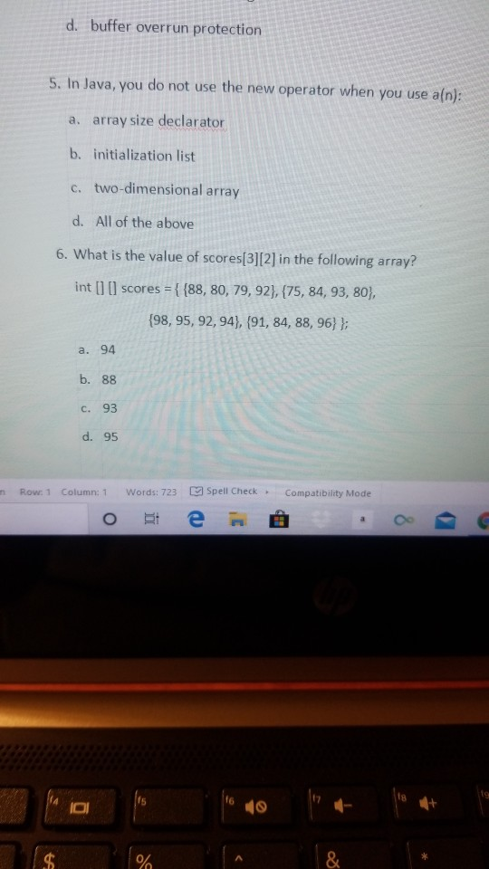 Solved d. buffer overrun protection 5. In Java, you do not | Chegg.com