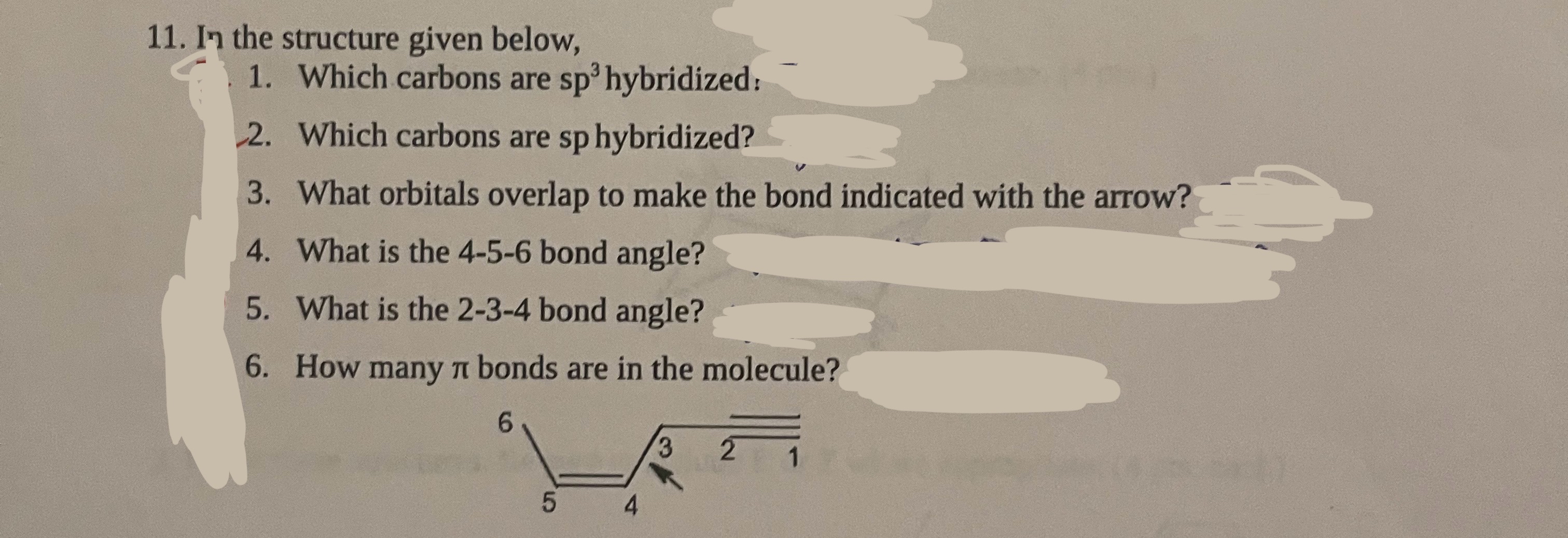 In the structure given below,Which carbons are sp3 | Chegg.com
