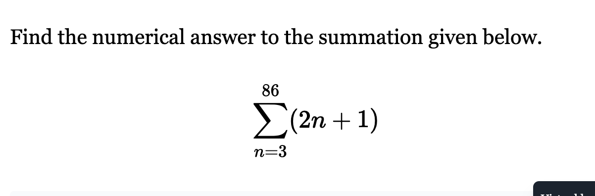 Solved Find the numerical answer to the summation given | Chegg.com