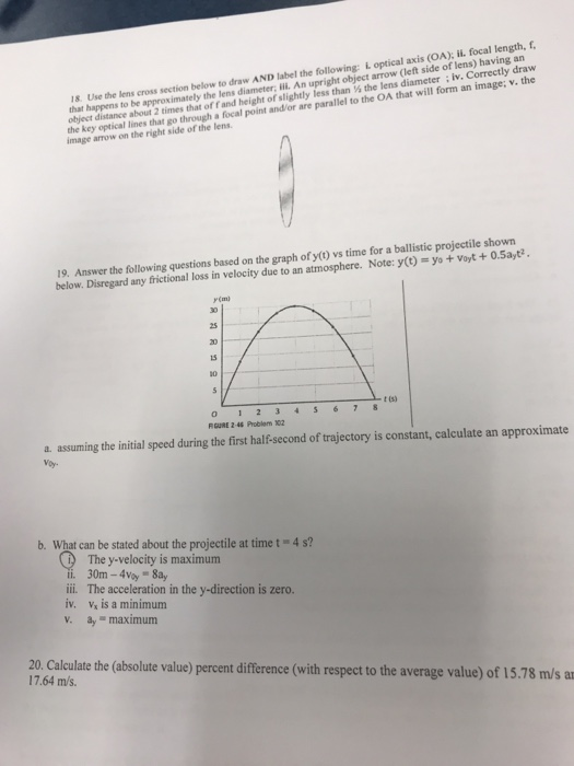 Solved 18. Use the lens cross section below to draw AND | Chegg.com