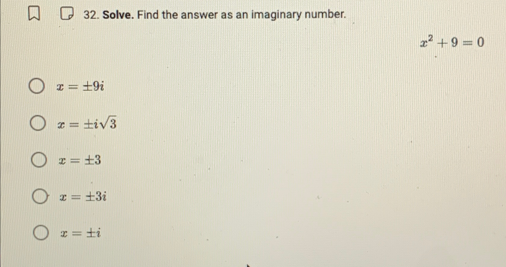 Solved Solve. Find the answer as an imaginary | Chegg.com