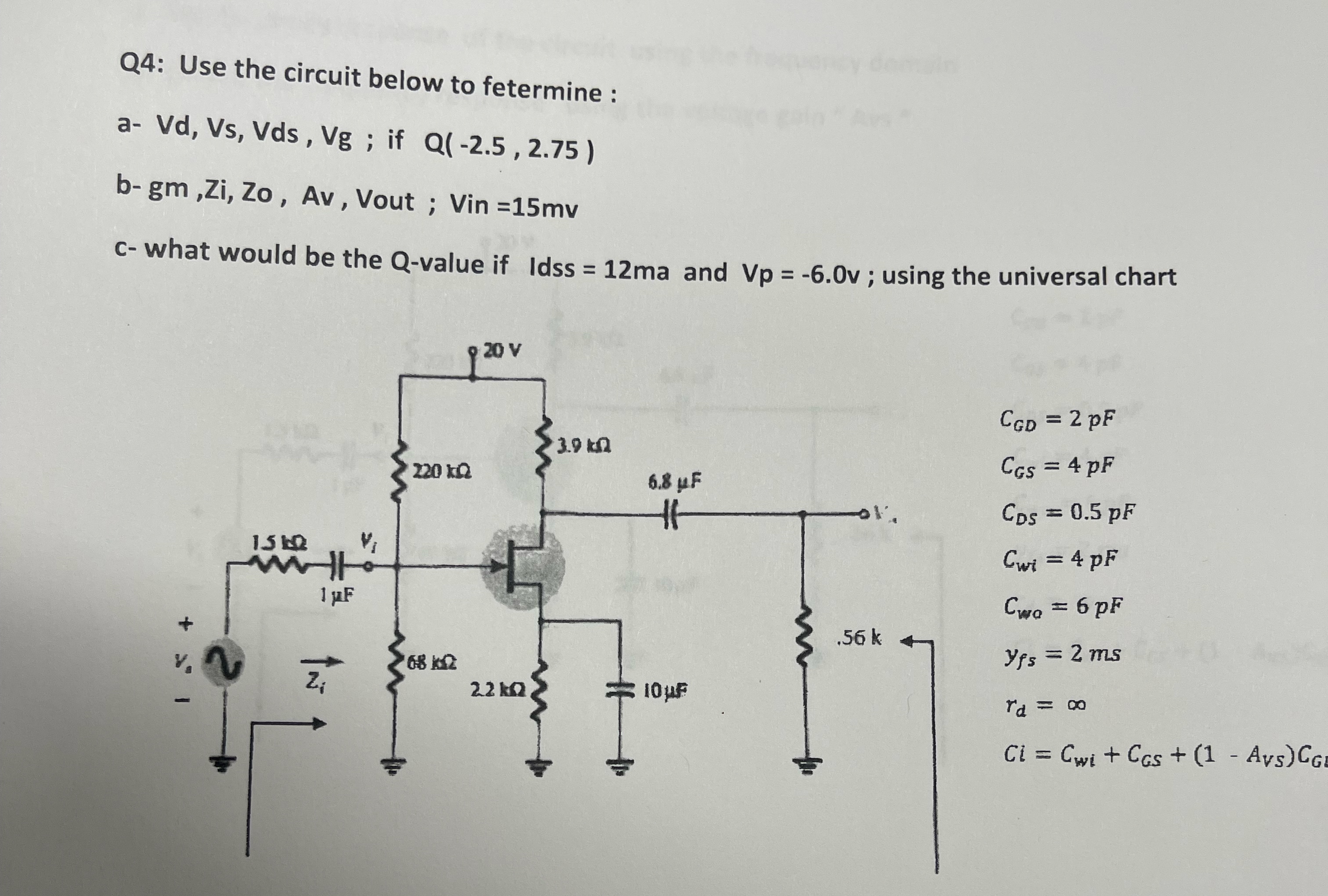 Solved Q4: Use the circuit below to determine | Chegg.com