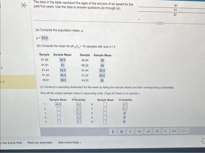 Solved The data in the table represent the ages of the | Chegg.com