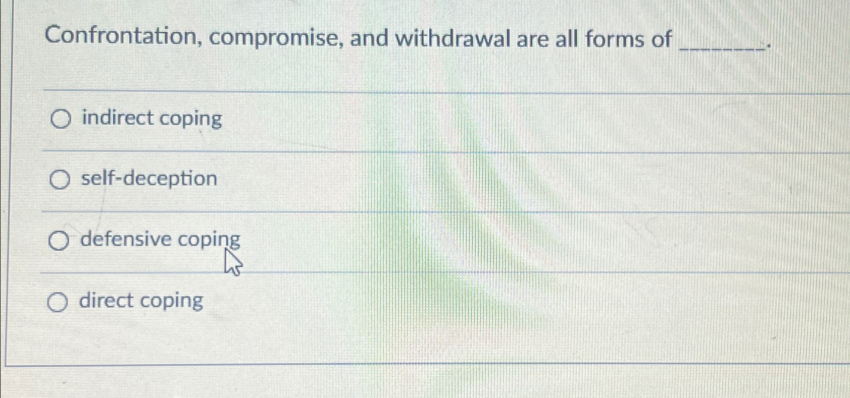Solved Confrontation, compromise, and withdrawal are all | Chegg.com