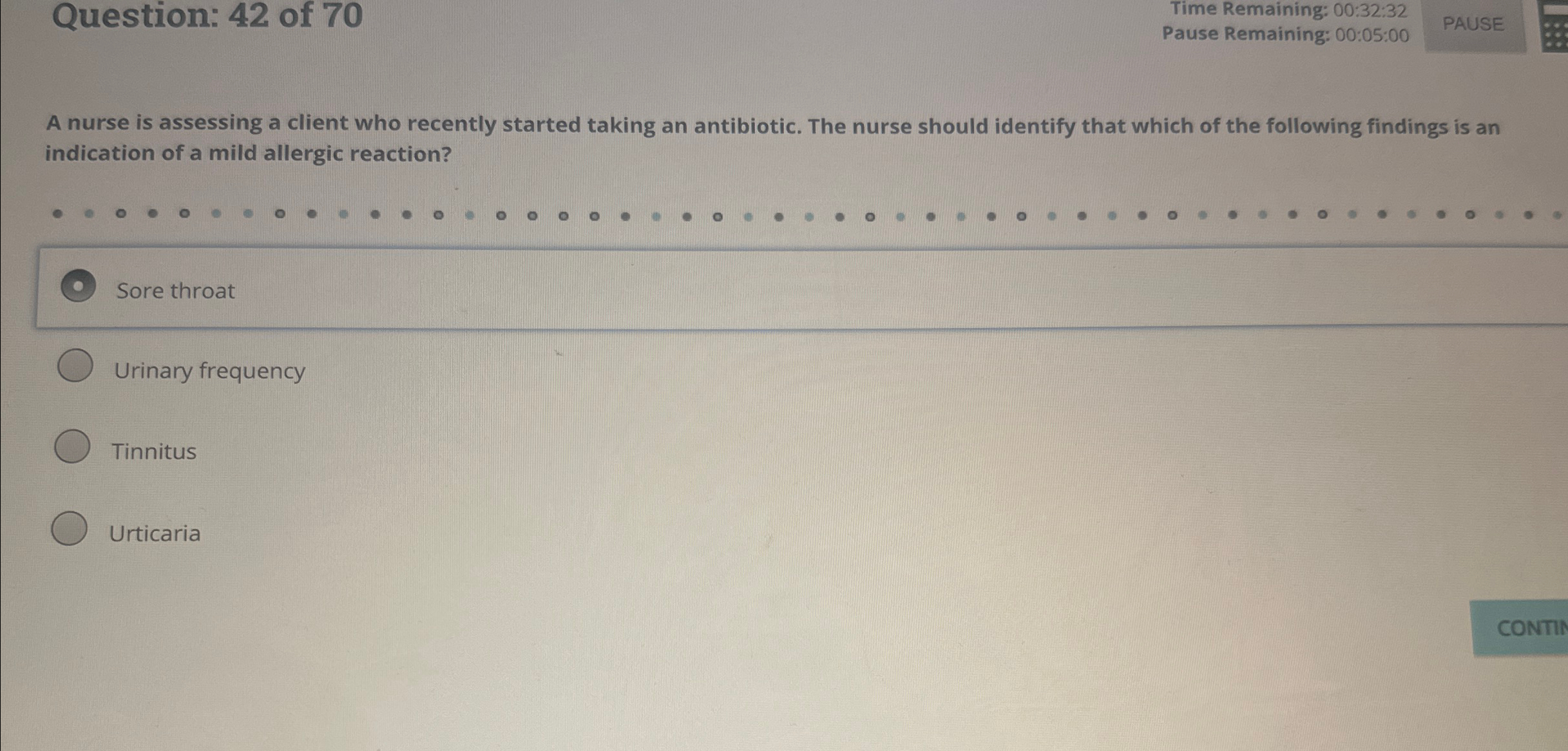 Solved Question: 42 of 70Time Remaining: 00:32:32Pause | Chegg.com Solved Question: 42 of 70Time Remaining: 00:32:32Pause | Chegg.com
