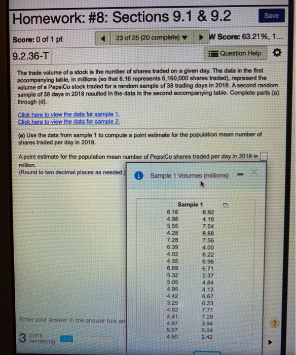 Solved Homework: #8: Sections 9.1 & 9.2 Save Score: 0 of 1 | Chegg.com