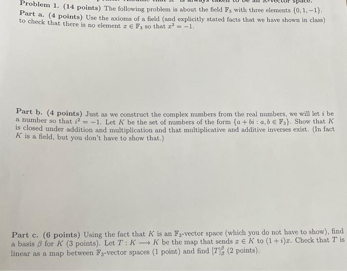 Solved Problem 1. (14 points) The following problem is about | Chegg.com