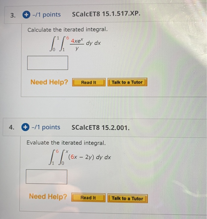 Solved 3. + -/1 points SCalcET8 15.1.517.XP. Calculate the | Chegg.com