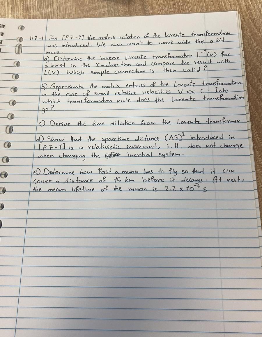 Solved more. a) Determine the inverse Lorentz transformation | Chegg.com