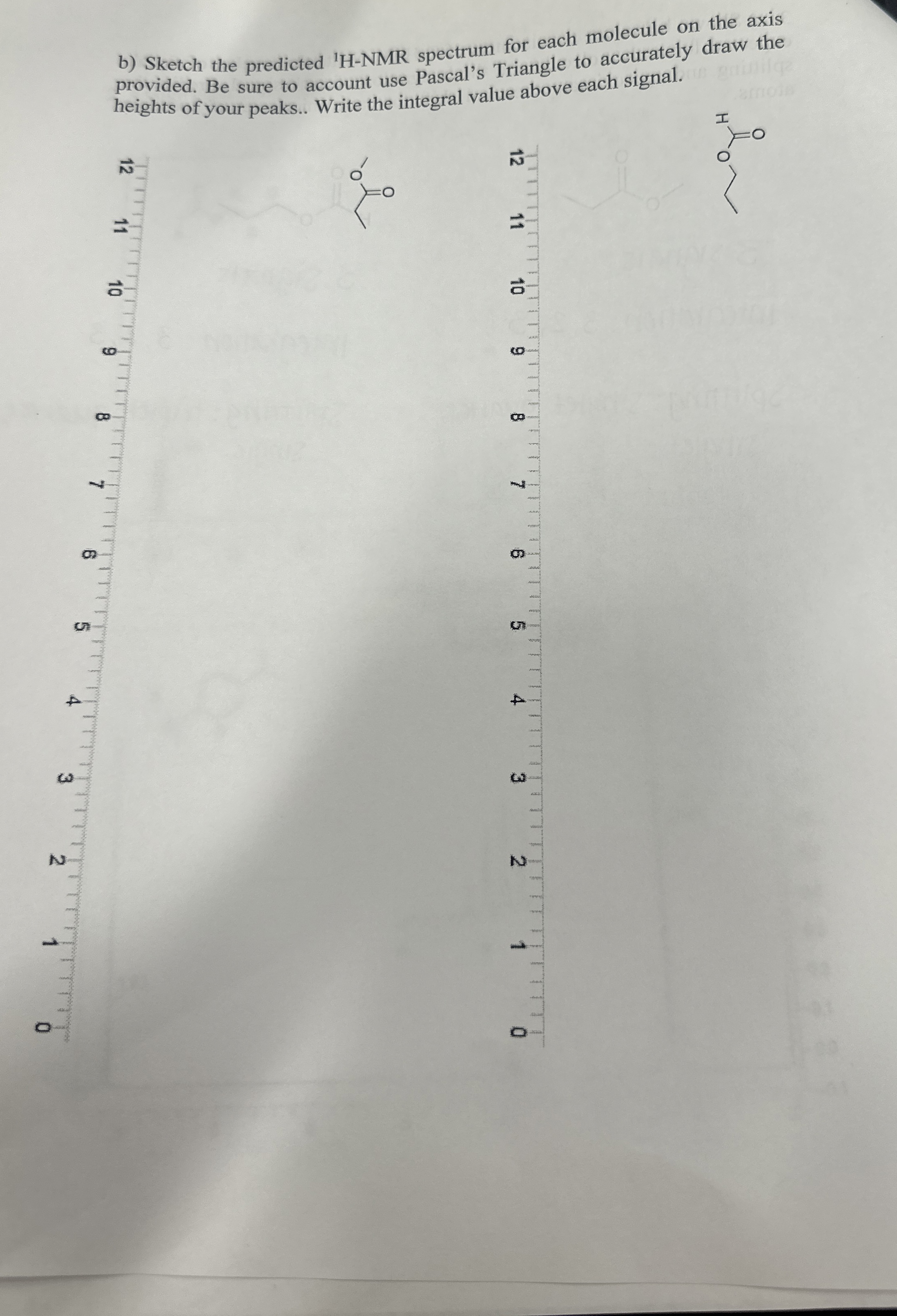 Solved b) ﻿Sketch the predicted ?1H-NMR spectrum for each | Chegg.com