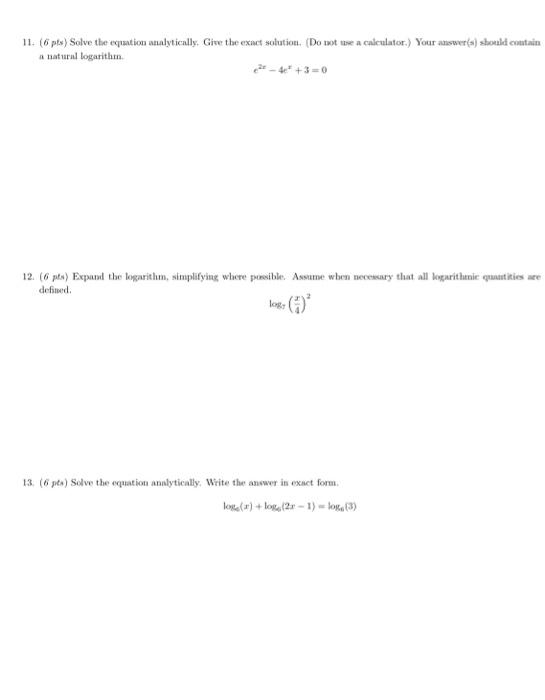 Solved 11. (6 pls ) Solve the equation analytically. Give | Chegg.com