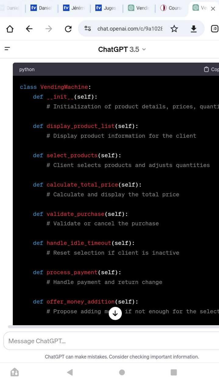 Solved python Co class VendingMachine: def _. init_ (self): | Chegg.com