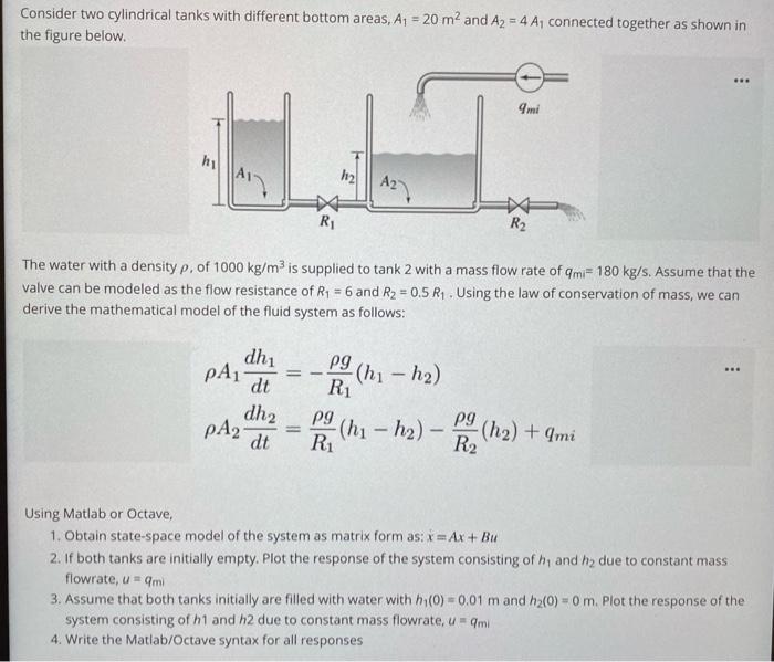 Solved Consider two cylindrical tanks with different bottom | Chegg.com