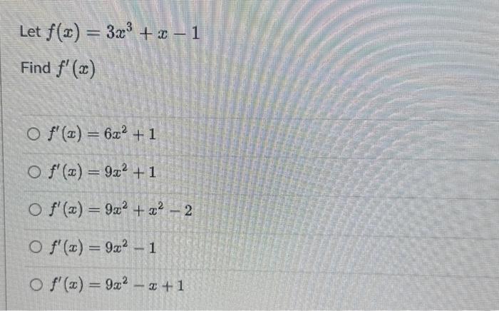 Solved Let f(x)=2x−1x Find f′(x) | Chegg.com