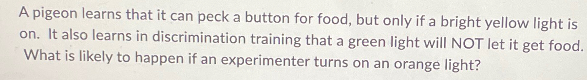Solved A pigeon learns that it can peck a button for food, | Chegg.com