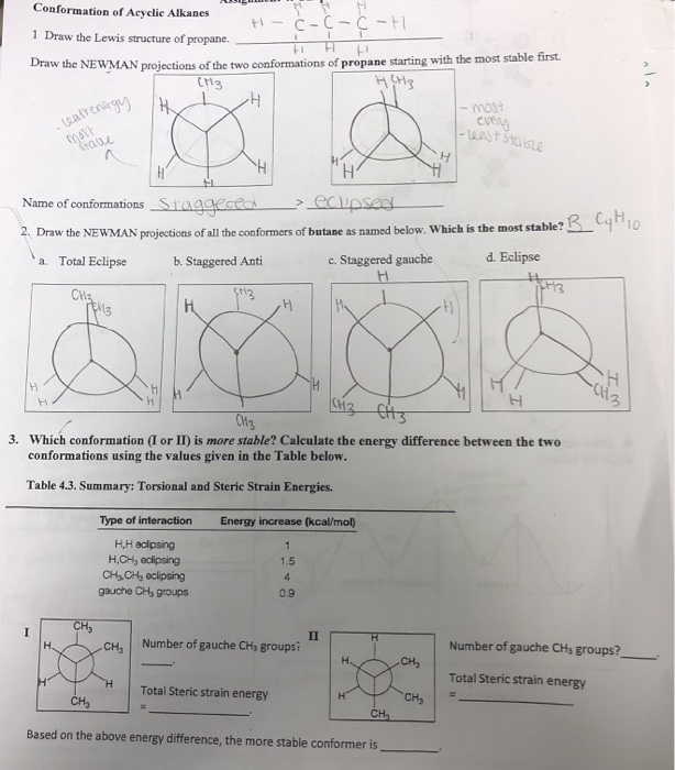 Solved Conformation of Acyclic Alkanes H - C - C - C- 1 Draw | Chegg.com