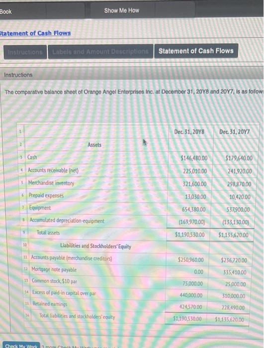 The comparative balance sheet of Orange Angel | Chegg.com