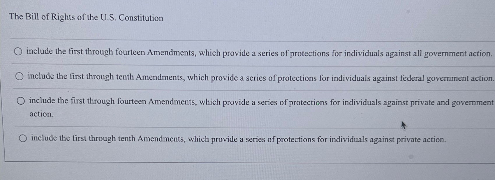 Solved The Bill of Rights of the U.S. ﻿Constitutioninclude | Chegg.com