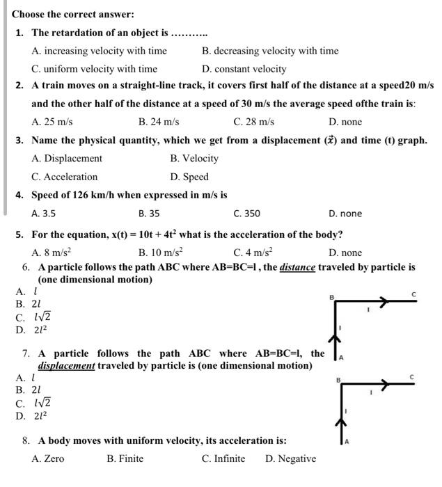 Solved Choose the correct answer: 1. The retardation of an | Chegg.com