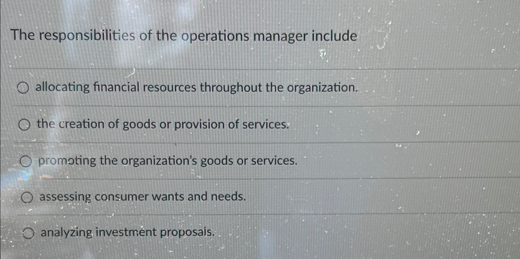 Solved The responsibilities of the operations manager | Chegg.com