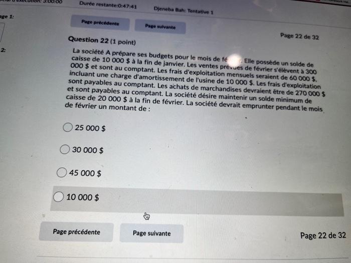 Solved Durée restante:0:47:41 Djeneba Bah: Tentative 1 Ege | Chegg.com
