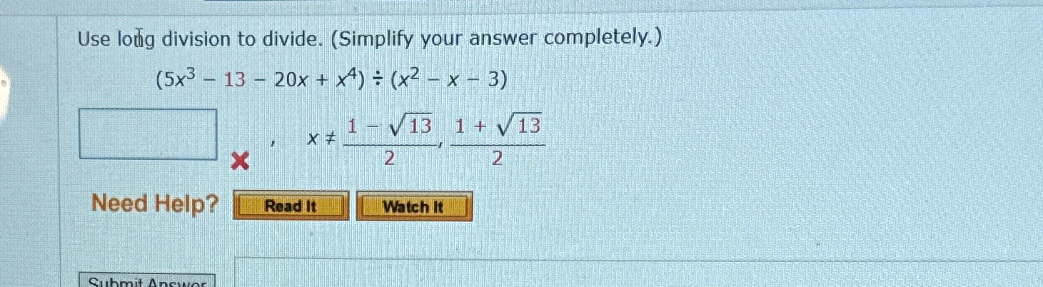Solved Use lodg division to divide. (Simplify your answer | Chegg.com