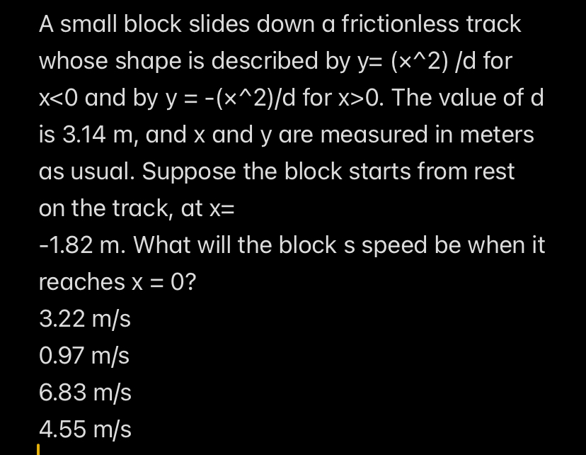 Solved A small block slides down a frictionless track whose | Chegg.com