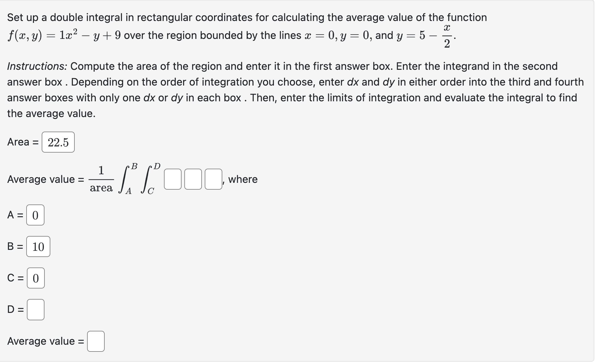 Solved Set up a double integral in rectangular coordinates | Chegg.com