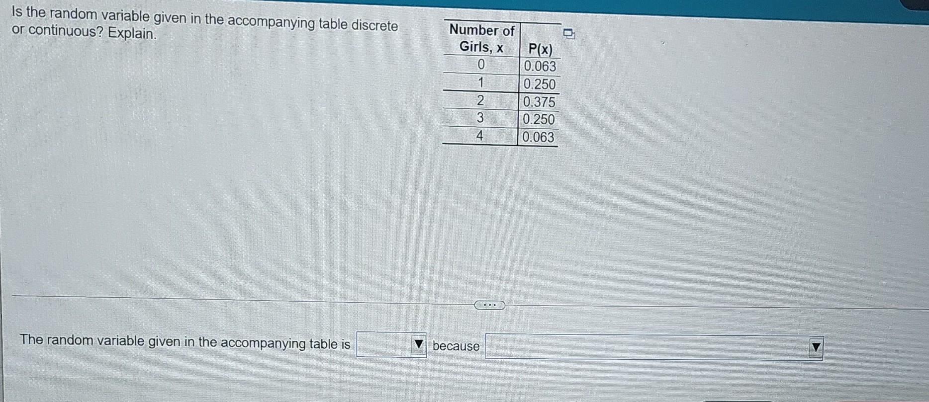 Solved Is the random variable given in the accompanying | Chegg.com