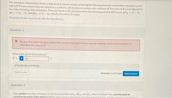 The simulation (linked below) shows a diagram of an | Chegg.com