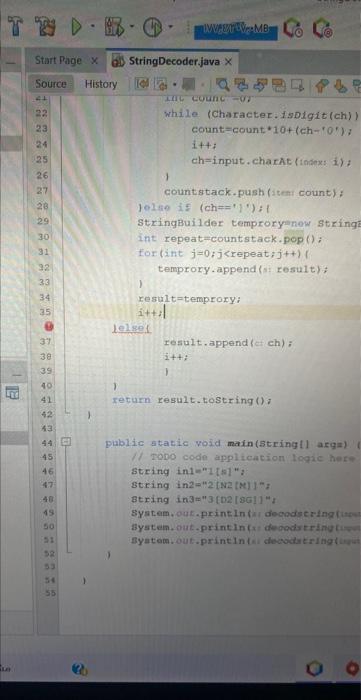 Solved StringDecoder.java x History inc ecunct =0; while | Chegg.com