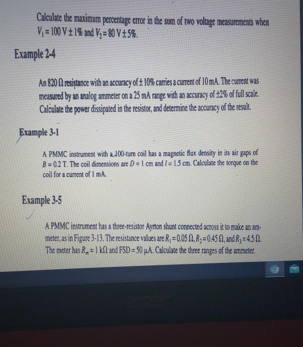 Solved Calculate the maximum percentage error in the sum of | Chegg.com