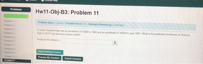 Solved Hw11-Obj-B3: Problem 11 Problems Problem 1 Problem | Chegg.com