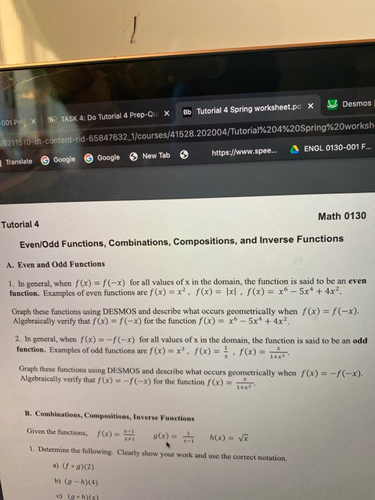 Solved Desmos Bb Tutorial 4 Spring worksheet.pdx -001 Pre X | Chegg.com