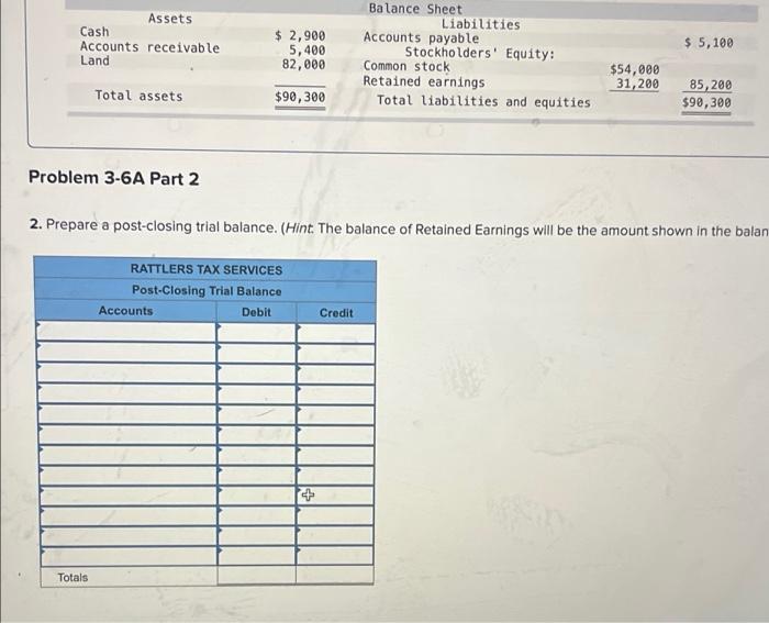 Solved Problem 3-6A Record closing entries and prepare a | Chegg.com