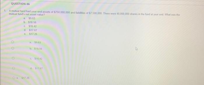 Solved 1. A mutual hund had year-and assets of 5750,000,000 | Chegg.com