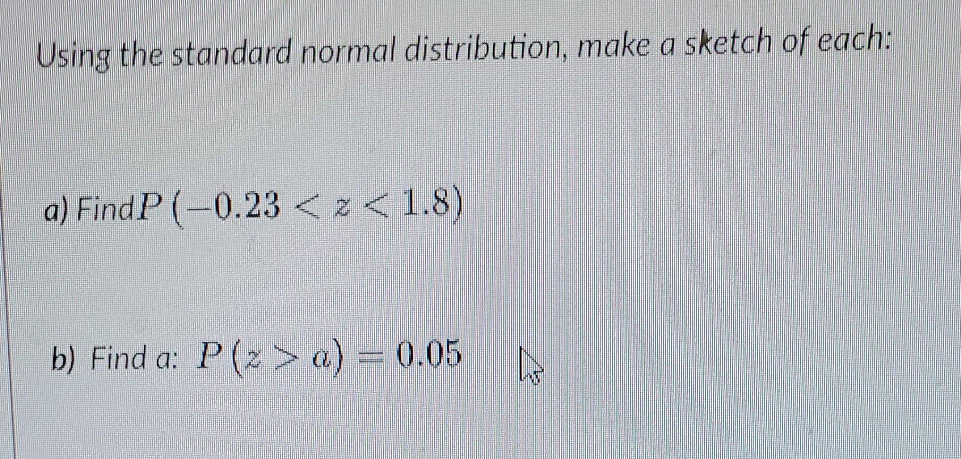 Solved Using the standard normal distribution, make a sketch | Chegg.com