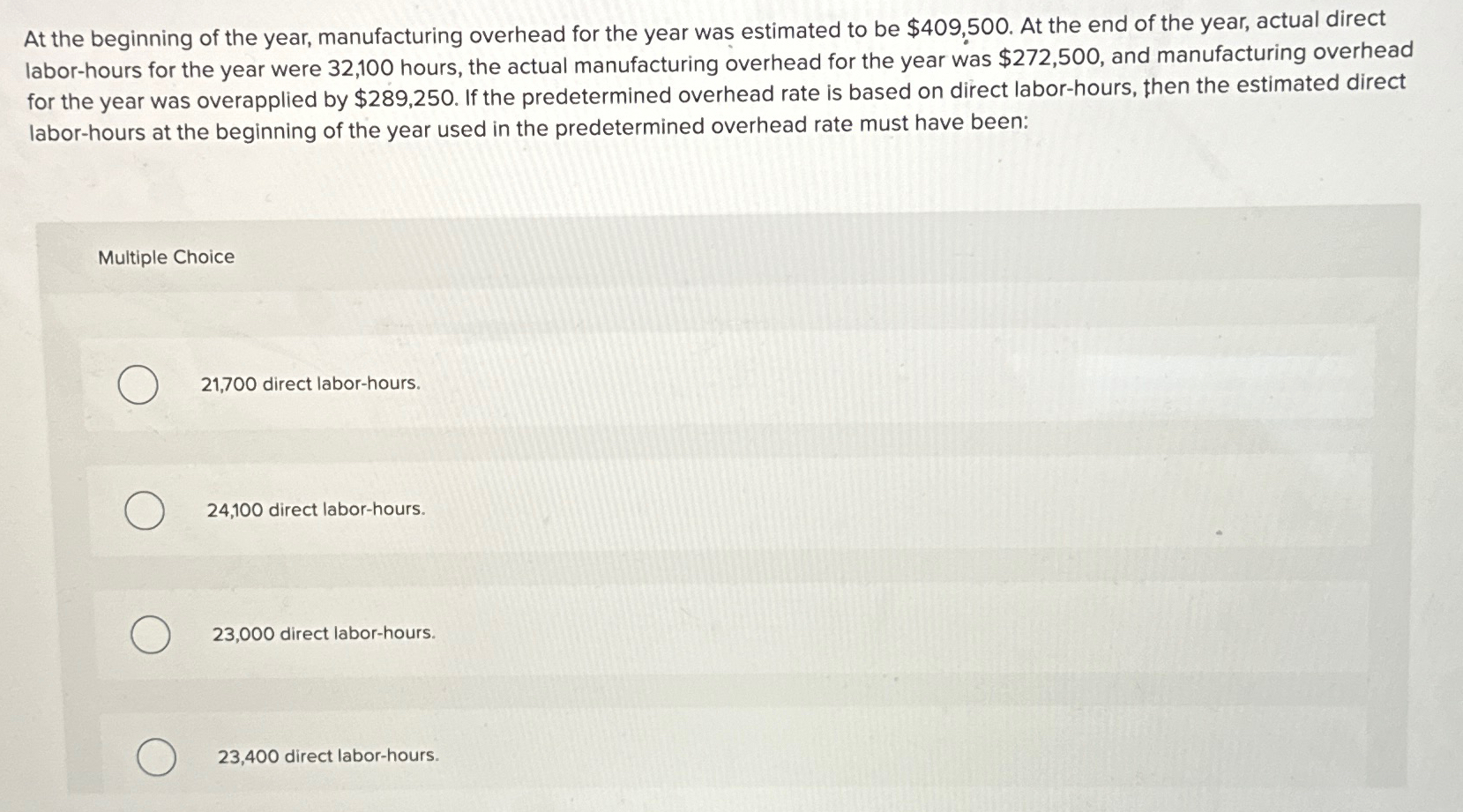 Solved At the beginning of the year, manufacturing overhead | Chegg.com