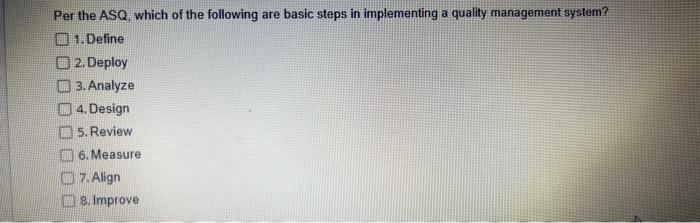 Per the ASQ, which of the following are basic steps | Chegg.com