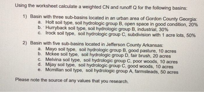 Solved Using the worksheet calculate a weighted CN and | Chegg.com